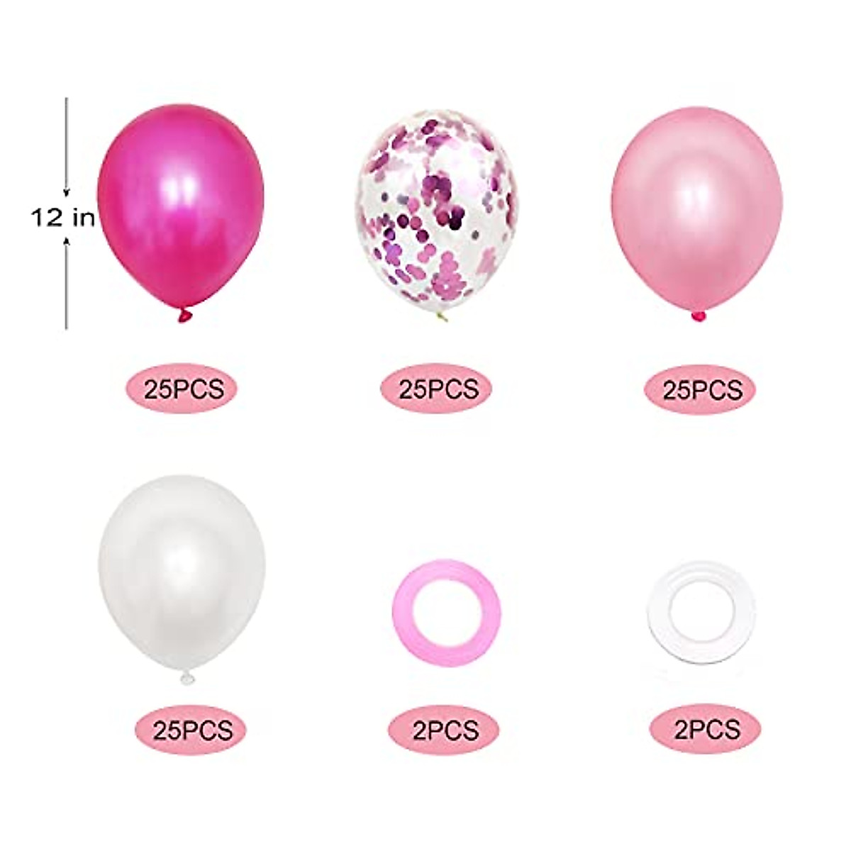 100 PCS 12" Latex Confetti Balloons for Wedding Baby Shower Birthday Decoration (Pink)