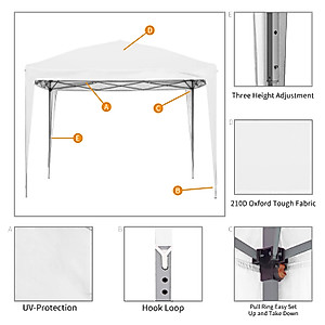 Klismos 10x10 Pop Up Canopy Outdoor Portable Party Beach Tent Instant Gazebo with 4 Removable Sidewalls for Wedding Party (White)