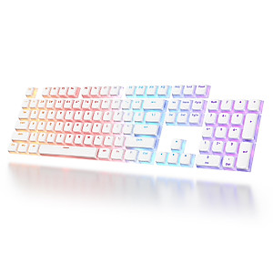 Ussixchare PBT Pudding Keycaps Set 117 Keys, Double Shot Translucent XDA Profile for ISO & ANSI Layout 61/68/84/87/104 Keys Mechanical Keyboard