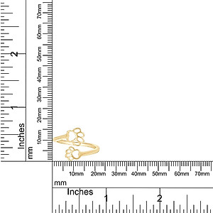 Pet Animal Jewelry Lovers Open Adjustable Dog Cat Claw Paw Print Love Heart Ring Pet Loving Friend Family Rings for Women In 14k Yellow Gold Plated 925 Sterling Silver Jewelry