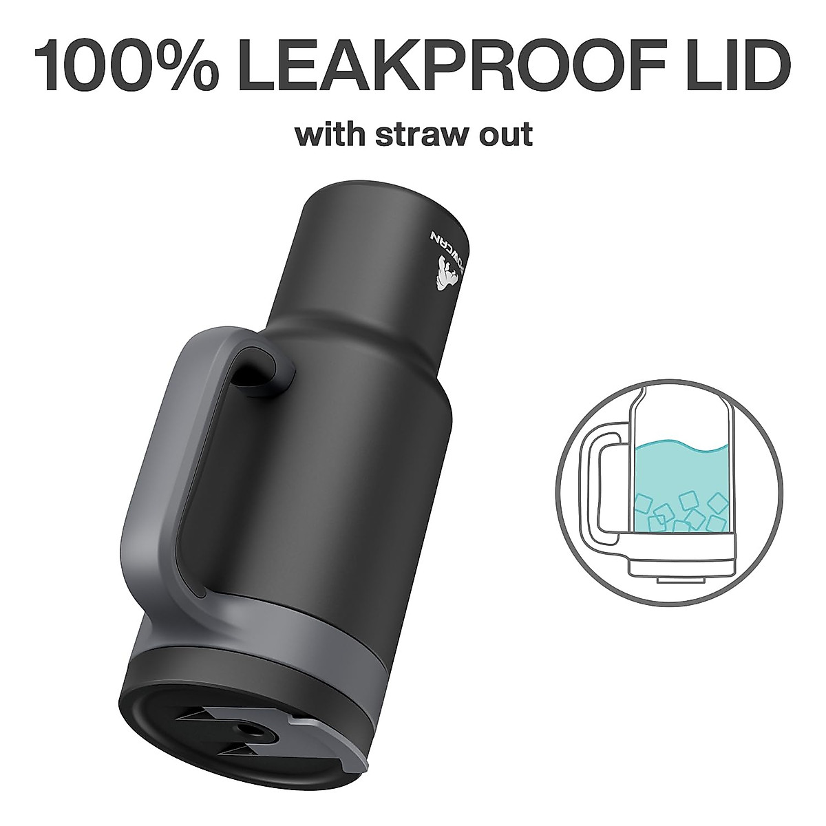 POWCAN 40 oz Tumbler with Handle, 2-in-1 Straw and Sip Lid, Leakproof, Dishwasher Safe, Insulated Stainless Steel Travel Coffee Mug, Keeps Cold for 34 Hours, Fits in Car Cup Holder (Midnight