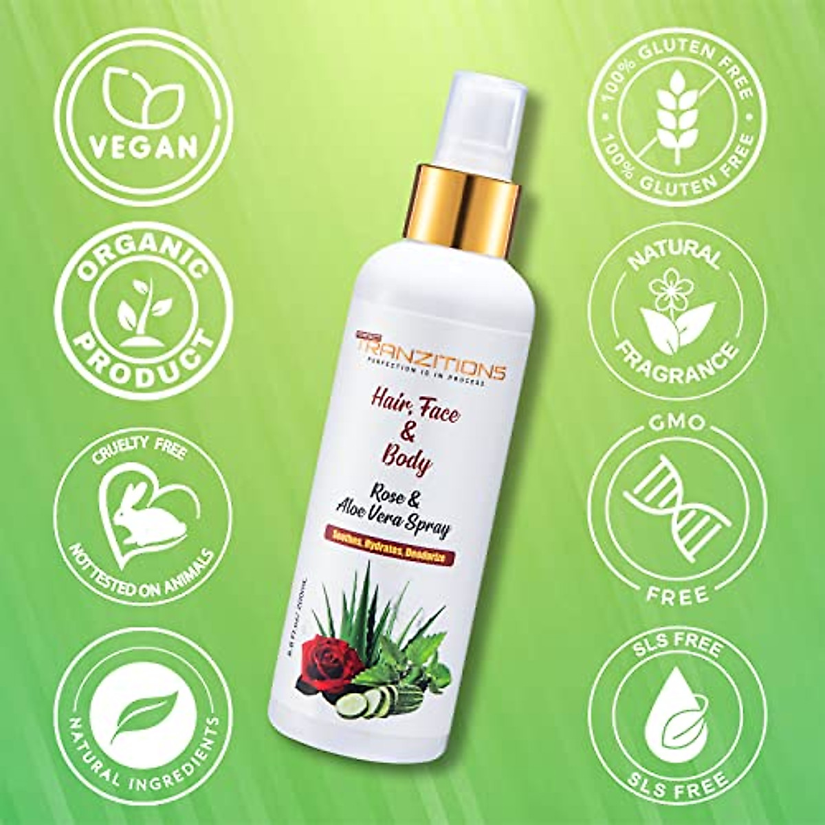 Organic Aloe Vera & Rose Water Moisturizing Spray for Locs and Dreadlocks - Nourishing and Refreshing Natural Hair & Scalp Mist, 6.8 oz
