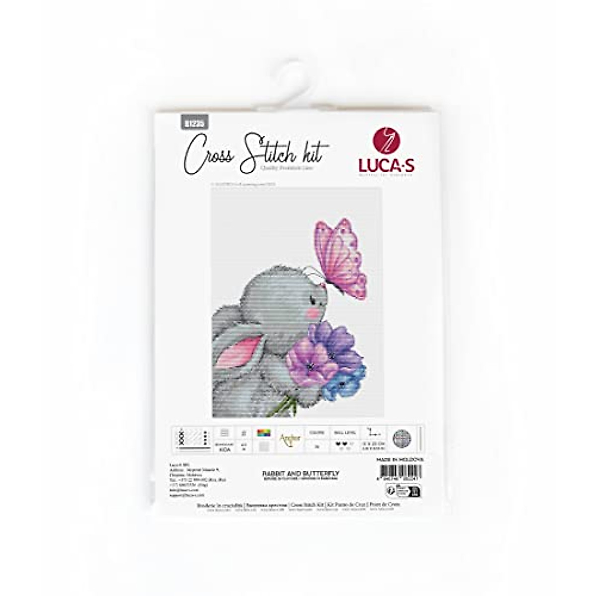 Luca-S Cross Stitch Kit - Rabbit and Butterfly, Counted Cross Stitch Kit, Embroidery Needlecraft Kit