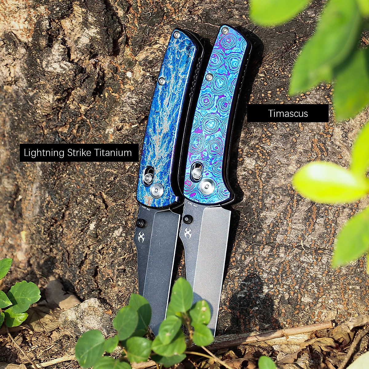 KANSEPT Premium Mian Street Men Women Pocket Knife 7.92in Folding Pocket Knives with 3.36in Black CPM 20CV Bladeand Lightning Strike Titanium Handle for Outdoor,Tactical,Survival K1015M2