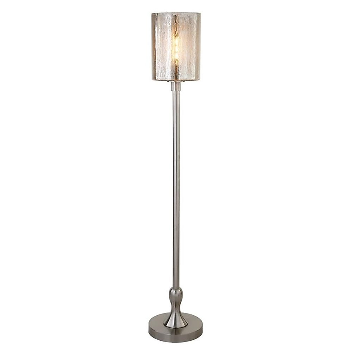 Numit 68.75" Tall Floor Lamp with Glass Shade in Brushed Nickel/Mercury Glass