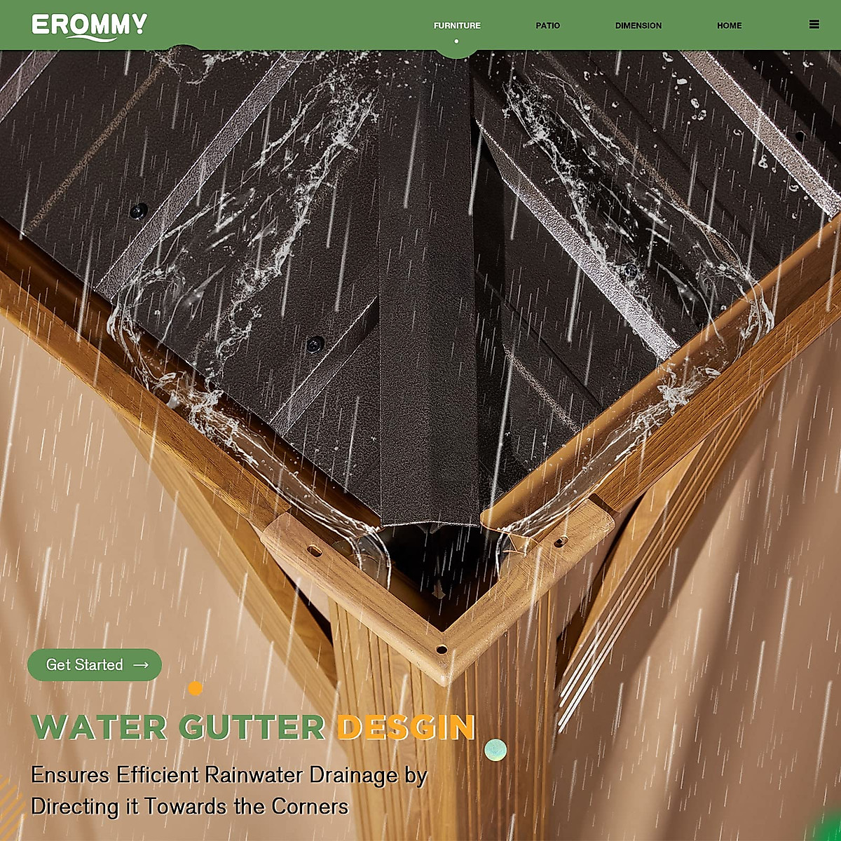 EROMMY 12' x 12' Gazebo, Wooden Finish Coated Aluminum Frame Canopy with Double Galvanized Steel Hardtop Roof, Outdoor Permanent Metal Pavilion with Curtains and Nettings for Patio, Backyard and Deck