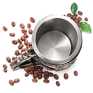 ZENFUN Noric Viking Ship Dragon Beer Mug, 18/8Stainless Steel Drinking Tankard, 17 OZ Wine Coffee Cup, Norse Mythology Poetic Decor Beer Mug, Great Gift for Men