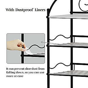 YADOOLIFE 4-Tier Black Shoe Rack, Metal Shoe Rack for Entryway, Closet, Free Standing Shoe Storage Racks, Sturdy Shoes Stand with Dust-proof Liners (Black)