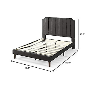 ZINUS Charlotte Upholstered Platform Bed Frame, Mattress Foundation, Wood Slat Support, No Box Spring Needed, Easy Assembly, King