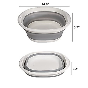 Kvoike 14.8" Collapsible Multipurpose Plastic Washing Basin, Space Saving, Easy to Store, Foldable Basin for Camping Dish Washing Tub and RV Sink