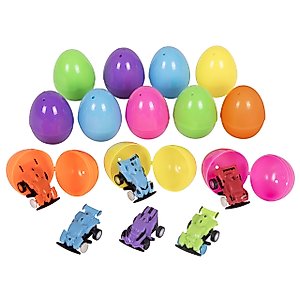 Kangaroo Prefilled Easter Eggs With Toys Inside (12-Pack) I Easter Egg Filled with Car for Kids - Boys & Girls I Surprise Pre Filled Easter Eggs With Toys inside Bulk | Great Treat for Toddlers