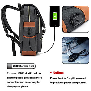 Malaxlx Black Vintage Bookbag for Teen Girls Student, High School USB Laptop Backpack for Women