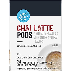 Amazon Brand - Happy Belly Tea Pods Compatible with 2.0 K-Cup Brewers, Chai Latte, 24 Count, Pack of 1 (Previously Solimo)