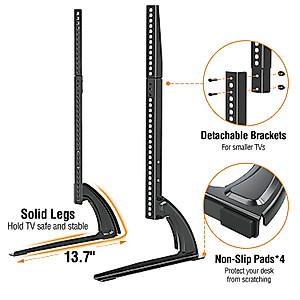 ELIVED Universal Table Top TV Stand for Most 32 to 70 inch LCD LED Plasma Flat Screen TVs, TV Base Height Adjustable Leg Stand Holds up to 88 lbs, VESA up to 800x600mm, YD1024