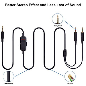 Asobilor MMX 300 Replacement Cable Cord for Beyerdynamic MMX 300 / MMX 300 2nd Generation Gaming Headset, Volume Control Inline Mute, Plug and Play Twisted Pair OFC Copper Wire(8.2Ft / 2.5m)
