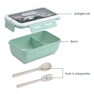G-Ahora Versatile 2-Compartment Cinna-moroll Bento Boxes, Cinna-moroll Lunch Box, Leak-Proof Lunchbox Bento Box with Utensil Set for Dining Out, Work, Picnic (LBOX CIN)