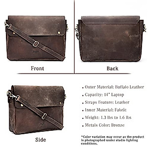 Genuine Leather Laptop Sleeve Bag Compatible with MacBook Air/Pro, 13-13.3 inch Notebook, Compatible Briefcase with MacBook Pro 14 inch