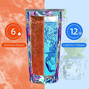 20oz Tumbler Leopard Hippo Peacock Double Wall Vacuum Insulated Coffee Mug with Lid and Metal Straw Brush Reusable Stainless Steel Water Bottle Travel Cup Gifts for Car Ice Drinks Hot Beverage