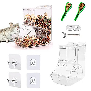 Lucky Interests 2 pcs Hamster Automatic Feeder 400ml, Hamster Food Dispenser with Brackets Small Animals Food Bowl for Dwarf Hamster Guinea Pig Chinchilla Gerbil Bird Hedgehog Ferret with 2 Spoon