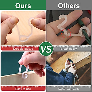 Coideal Christmas Light Clips Outdoor - 200 Pcs White Plastic Gutter Hooks Xmas Light Hangers