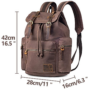 PKUVDSL Canvas Vintage Backpack, Large Mens Rucksack for Travel Adventure Bookbag Coffee