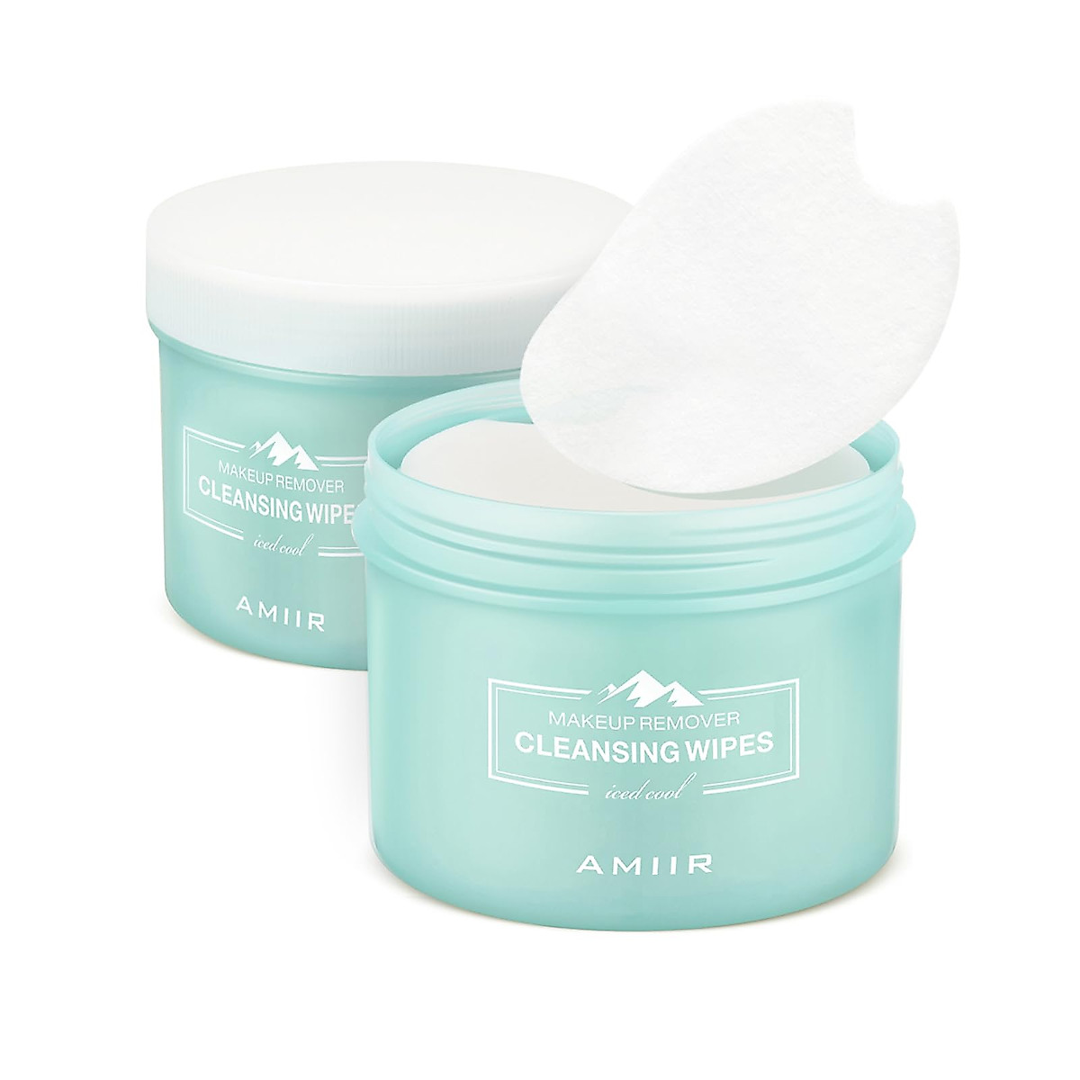 AMIIR 100's Jar Pre-Moistened Face Makeup Remover Wipes Sensitive Skin All-In-One Facial Cleansing Hydrating NO-DRY-OUT Gentle Alcohol-Free, 2 Jars