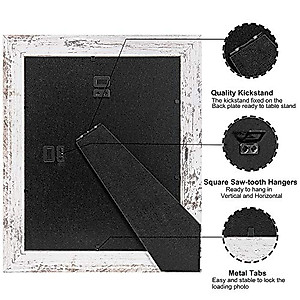 upsimples Picture Frame Distressed White with Real Glass, Display Pictures 5x7 with Mat or 8x10 Without Mat, Multi Photo Frames Collage for Wall or Tabletop Display, Set of 6