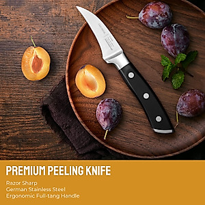 OAKSWARE Bird Beak Paring Knife, 2.75 Inch Peeling Knives German Stainless Steel Small Curved Fruit Knifes, Razor Sharp Kitchen Pairing Knives with Ergonomic and Full Tang Handle