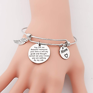 KUIYAI You Left Me Beautiful Memories Bracelet with Guardian Angel Loss Jewelry Remember Loved One for Mom Dad Grandma (BR-Youleft-Mom)