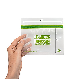 Smelly Proof Reusable Food Storage Bags Bundle - Made in USA, Easy Clean, Dishwasher-Safe, XXL 2-Gallon Freezer Bags & Small SM-Snack Bags, 3-mils Thick, PEVA & BPA Free, 5-Pack & 10-Pack