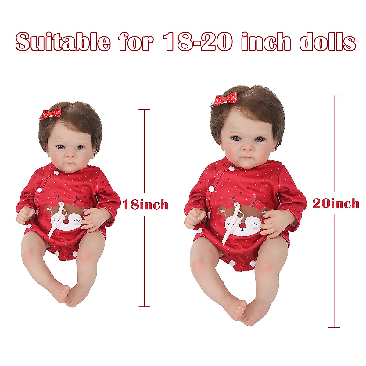 Kaydora Reborn Baby Doll Clothes for 16-20 Inch Reborn Doll Girl 2 Sets Deer Yellow&Red Reborn Baby Dolls Outfits Baby Doll Clothing