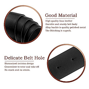 Udekit Women's Leather Belt Double O Ring Soft Faux Leather Waist Belt Medium Size (3 Pieces/Set)