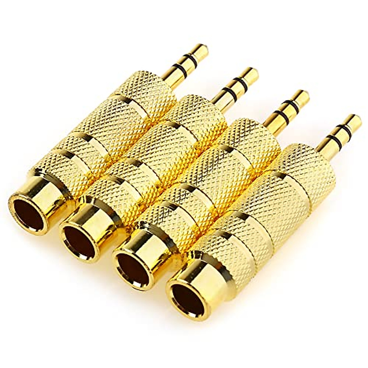 NANYI 4PCS 1/4'' to 3.5mm Stereo Headphone Adapter for Audio Connector Cable, 3.5mm(1/8'') Plug Male to 6.35mm (1/4'') Jack Female Stereo Adapter for Headphone, Amp Adapte