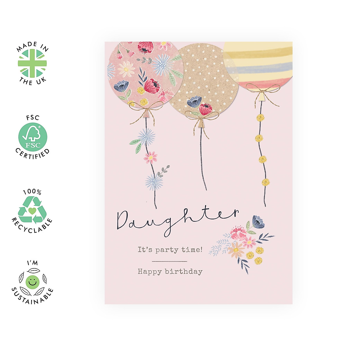 CENTRAL 23 Birthday Card - Daughter Birthday Balloons - Balloons Birthday Card - Birthday Card From Mom - Pretty Birthday Greeting Cards For Women - Gifts For Women Her - Comes With Fun Stickers