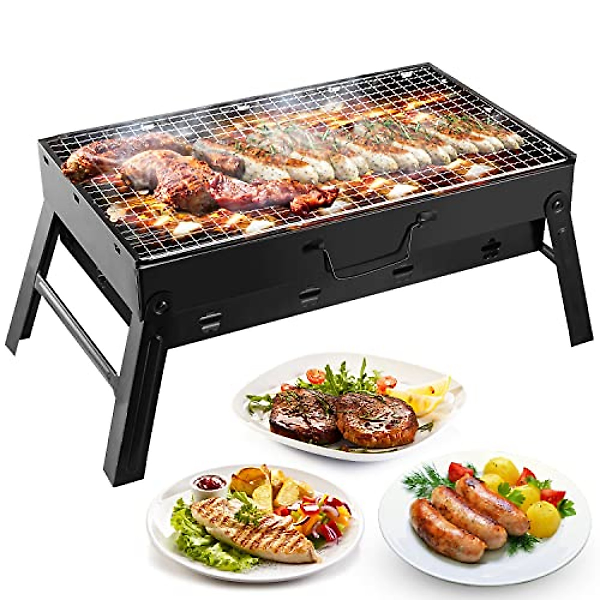 Portable Charcoal Grill, BBQ Small Foldable Barbecue Charcoal Grill for Outdoor Cooking Camping Picnics 17' x 11' x 10'