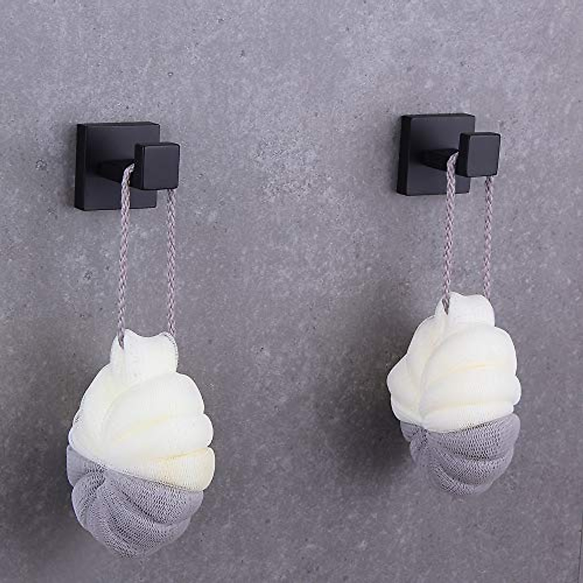 BEIGEEWY 2 Pack Matte Black Towel Hook Stainless Steel Bathroom Rustproof Clothes Towel Coat Hook Heavy Duty Wall Mounted Square