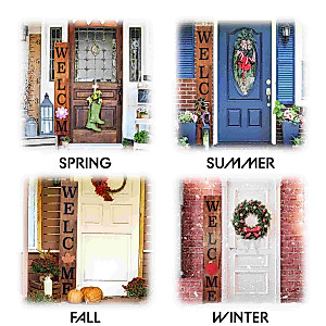 72in Outdoor Welcome Sign for Front Porch Decor, Interchangeable Seasonal Icons Vertical Welcome Sign, Modern Farmhouse Decor for The Home, Wooden Welcome Sign Rustic Brown (9.5" W x 72" H)