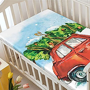 Cars Themed Fitted Crib Sheet,Standard Crib Mattress Fitted Sheet Soft and Breathable Bed Sheets -Baby Sheet for Boys Girls,52 x 28 Inch,Multicolor