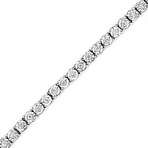 Original Classics .925 Sterling Silver 1.0 Cttw Miracle-Set Diamond Round Faceted Bezel Tennis Bracelet (I-J Color, I3 Clarity) - 7"
