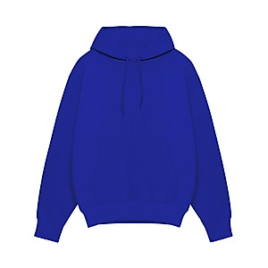 Hoodie for Men Warm Lightweight Solid Color Pullover Sweatshirts Plus Size Big and Tall Long Sleeve Running Hooded Sweaters Fashion Aesthetic Clothing Clothes Sudadera con capucha para hombre(Blue,M)