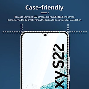 NEW'C [3 Pack] Designed for Samsung Galaxy S22 Screen Protector Tempered Glass, Case Friendly Ultra Resistant