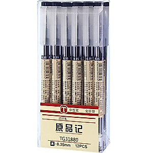 Chinco 0.35 mm Black Gel Ink Pen Extra-Fine Ballpoint Pen for Office School Stationery Supply (12 Pieces)
