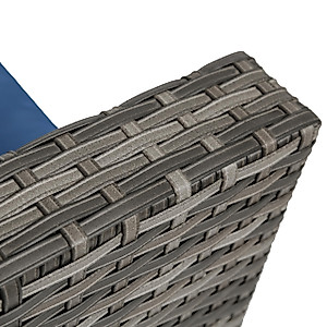 UIXE Outdoor Patio Furniture Sets with Propane Fire Pit Table, 8 Pieces Wicker Patio Sectional Sofa Lounge Couch Seating PE Rattan Conversation Set Includes 45" Gas Fire Table, Navy Blue