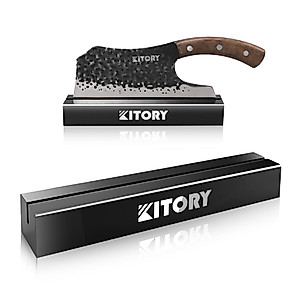 Kitory Meat Cleaver Knife, Vegetable Kitchen Knife + Black Knife Block Knife Storage for Protecting Knife Blade
