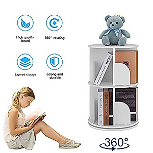 NAIYUFA Rotating Bookshelf 360 Display Floor Standing Bookcase Storage Rack for Kids&Adults Multi-Functional Bookshelf Organizer