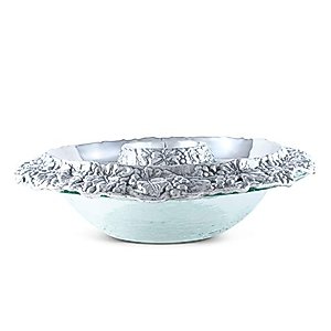 Arthur Court Designs Aluminum Grape Tray with Glass Chilling Bowl Keeps Fruit, Veggies, Cheese, Meat, or Any Chilled appetizers at The Perfect Temperature 14 Diameter x 4.5 inch Tall