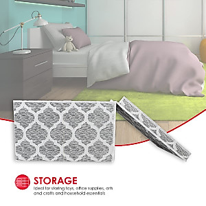 Home Basics Arabesque Non-woven Closet Storage (1, Large) | Label Window for Organizing | Store in Closet or Shelf | Collapsible When Not in Use