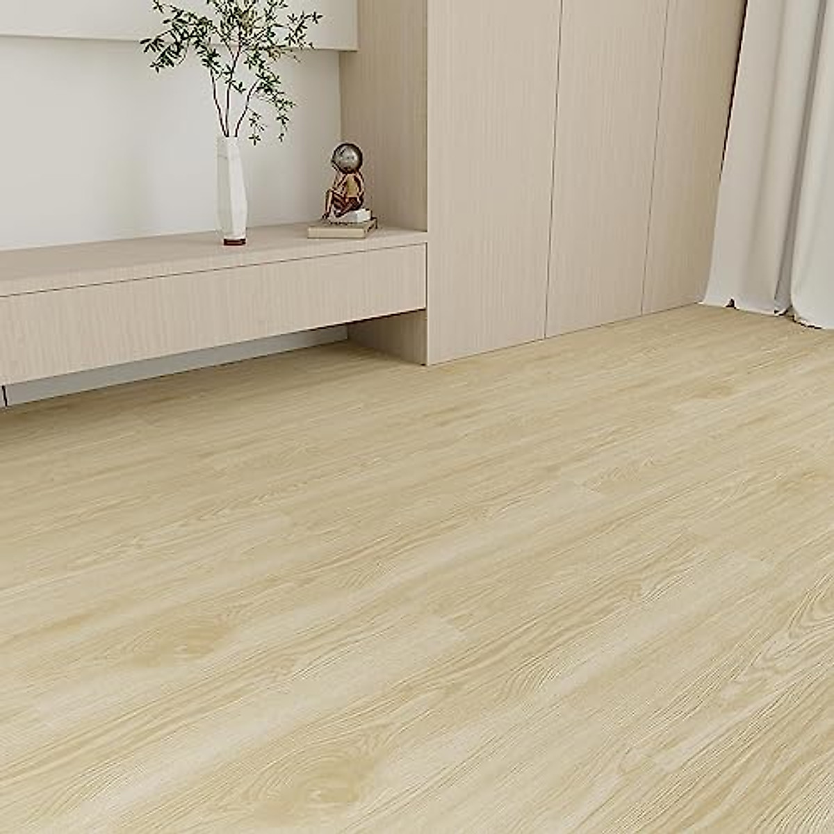 Mysflosy Peel and Stick Floor Tiles, Self-Adhesive Luxury Vinyl Flooring Plank,6x36inch 36pack 54 Sq.Ft, Waterproof DIY Deep Wood Grain Planks Easy to Install for Kitchen, Living Room, Light Brown