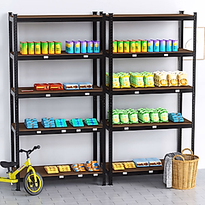 Storage Shelves 5 Tier Adjustable Shelves Rack Boltless Garage Storage Shelving, Heavy Duty Metal Storage Utility Metal Rack Shelf Unit, 1929lb High Weight Capacity (80H” x 40W” x 20D”, Black)