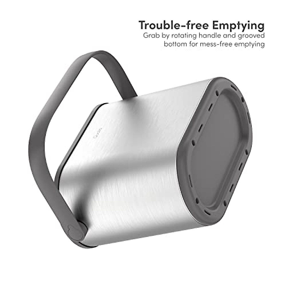 QUALIAZERO Multi-Purpose Countertop Compost Bin | 4L / 1 Gal Stainless Steel Slim Shape | Trash Can with Gray Lid | 1PC (4L / 1 Gal, Gray)